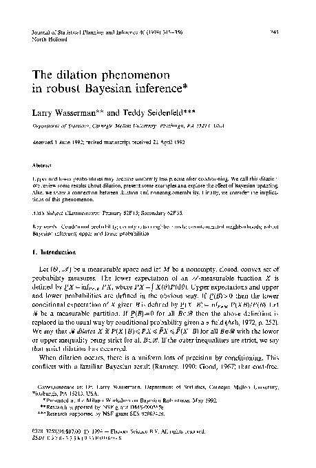 (PDF) The dilation phenomenon in robust Bayesian inference | Teddy ...
