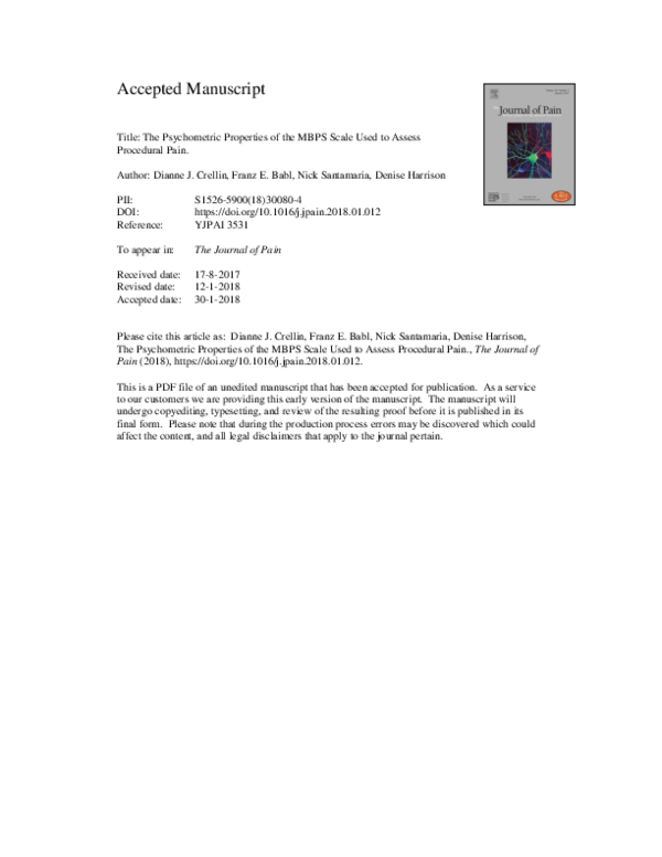 (PDF) The Psychometric Properties of the MBPS Scale Used to Assess ...