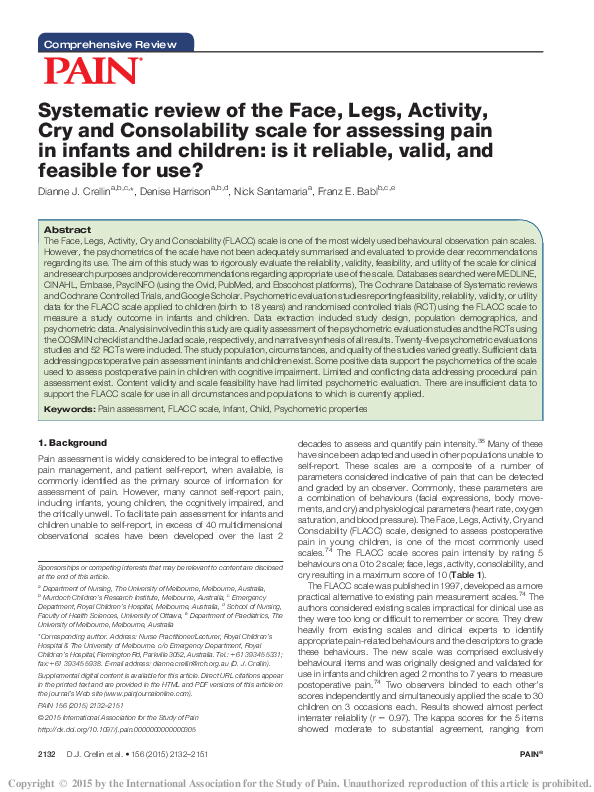 (PDF) Systematic review of the Face, Legs, Activity, Cry and ...