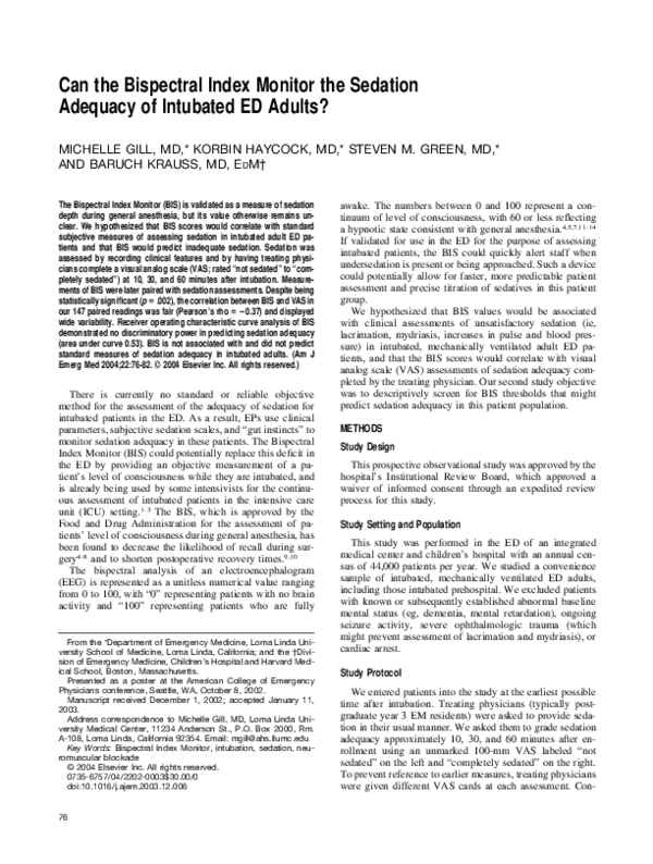 (PDF) Can the bispectral index monitor the sedation adequacy of ...
