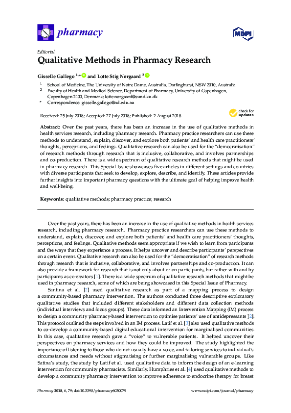 (PDF) Qualitative Methods in Pharmacy Research