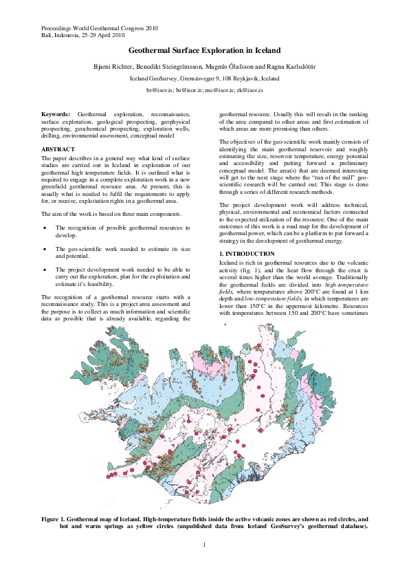 (PDF) Geothermal Surface Exploration in Iceland | Magnus Olafsson ...
