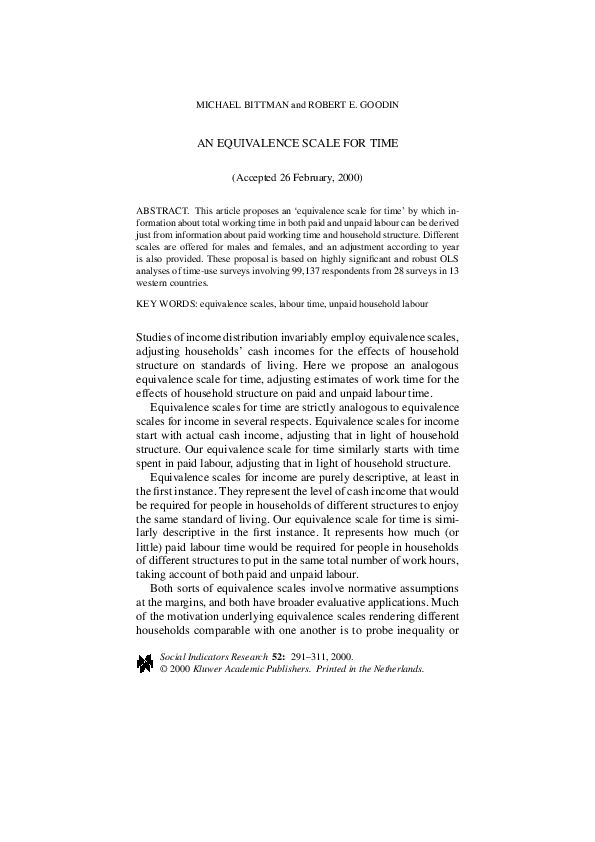 (PDF) An Equivalence Scale for Time