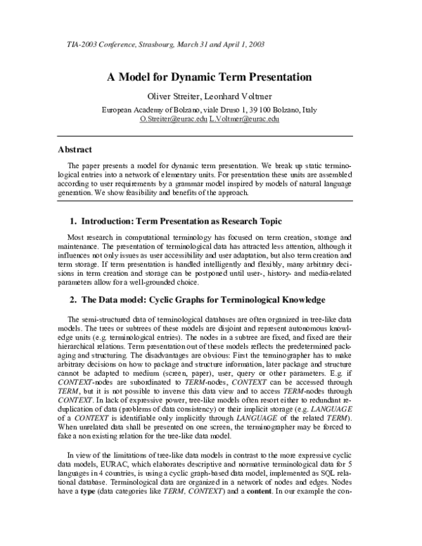 (PDF) A Model for Dynamic Term Presentation