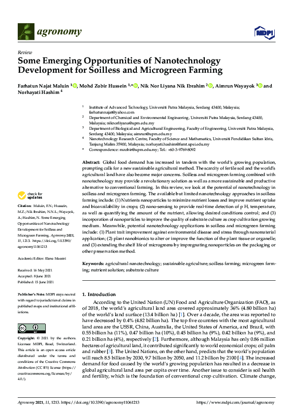 (PDF) Some Emerging Opportunities of Nanotechnology Development for Soilless and Microgreen Farming