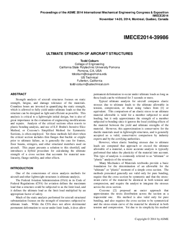 (PDF) Ultimate Strength of Aircraft Structures