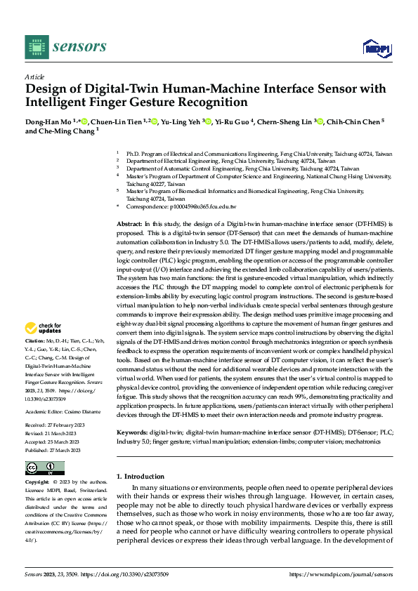(PDF) Design of Digital-Twin Human-Machine Interface Sensor with Intelligent Finger Gesture ...