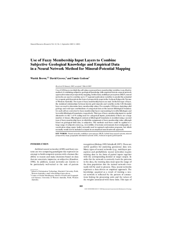 (PDF) Use of Fuzzy Membership Input Layers to Combine Subjective ...