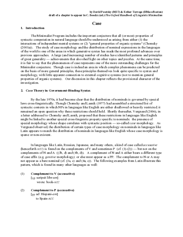 (PDF) Case chapter | Esther Torrego - Academia.edu