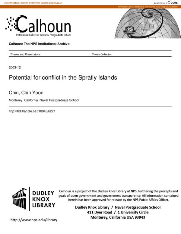 (PDF) Potential for conflict in the Spratly Islands