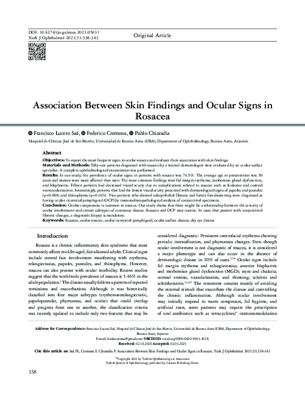 (PDF) Association Between Skin Findings and Ocular Signs in Rosacea