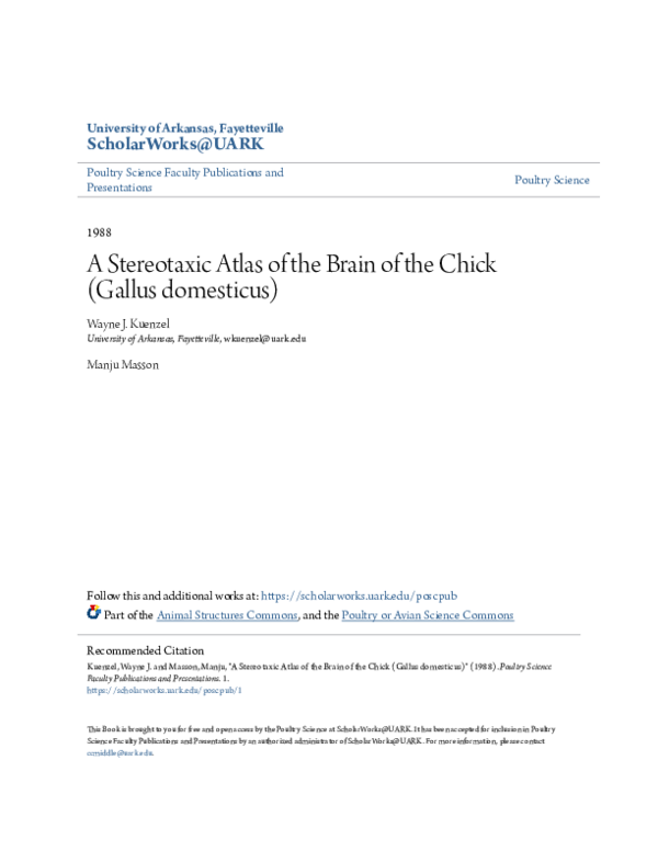 (PDF) A Stereotaxic Atlas of the Brain of the Chick (Gallus domesticus)