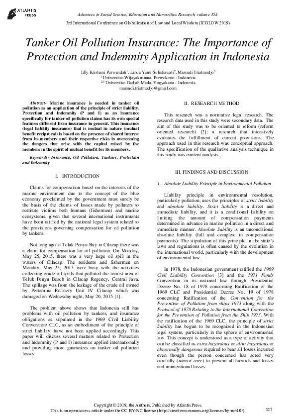 (PDF) Tanker Oil Pollution Insurance: The Importance of Protection and ...