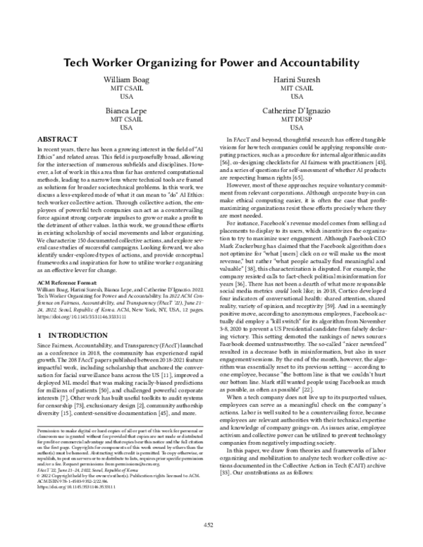 (PDF) Tech Worker Organizing for Power and Accountability