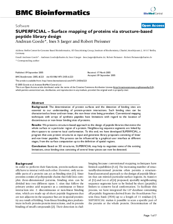 (PDF) SUPERFICIAL--surface mapping of proteins via structure-based ...