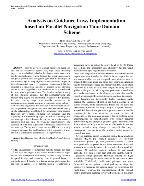 (PDF) Analysis on Guidance Laws Implementation based on Parallel ...