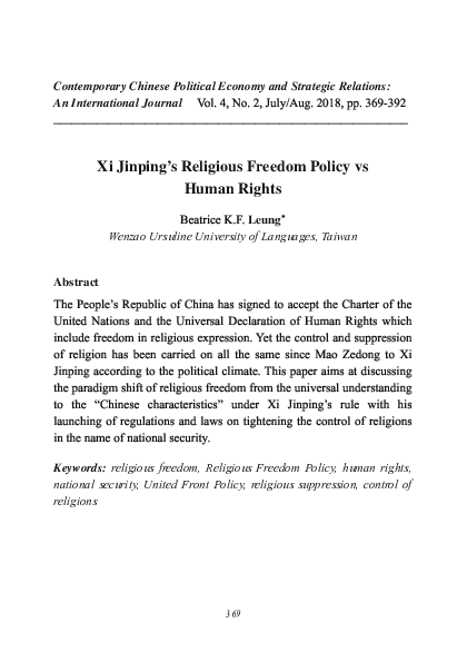 (PDF) Xi Jinping’s Religious Freedom Policy vs Human Rights