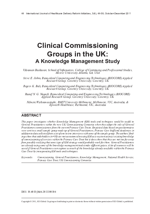 (PDF) Clinical Commissioning Groups in the UK