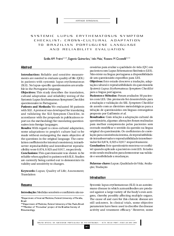 (PDF) Systemic lupus erythematosus symptom checklist cross-cultural ...