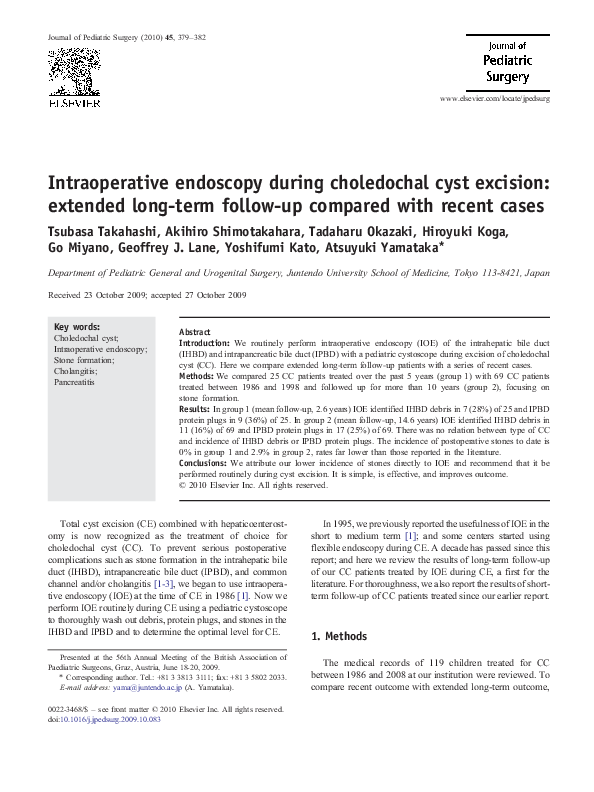 (PDF) Intraoperative endoscopy during choledochal cyst excision ...