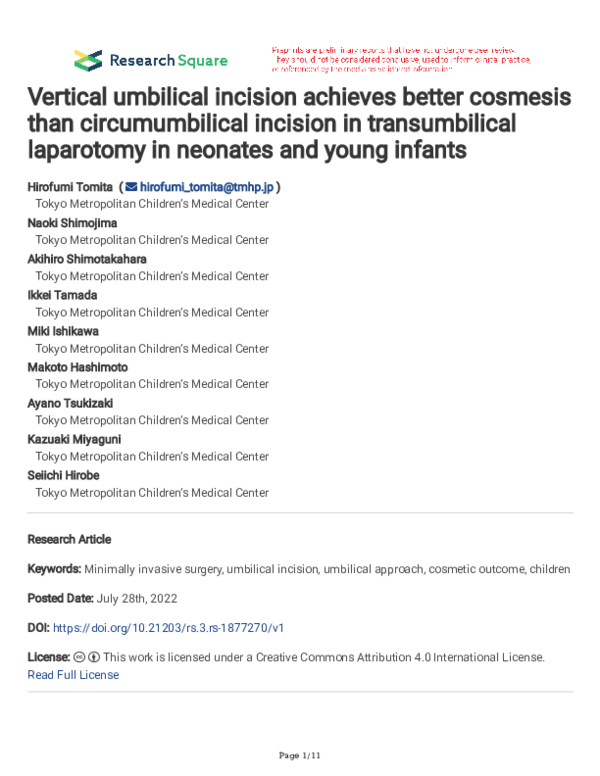 (PDF) Vertical umbilical incision achieves better cosmesis than ...