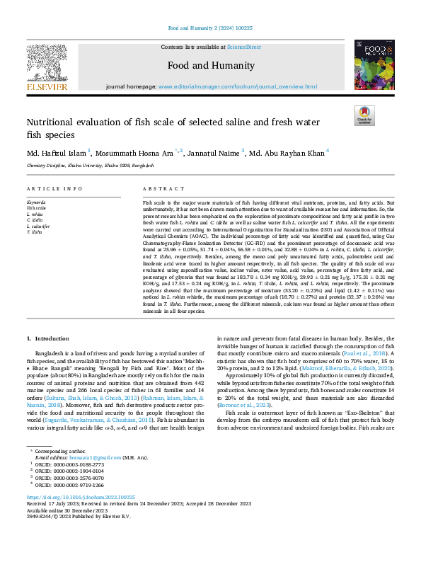 (PDF) Nutritional evaluation of fish scale of selected saline and fresh ...