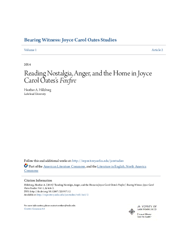 (PDF) Reading Nostalgia, Anger, and the Home in Joyce Carol Oates’s ...