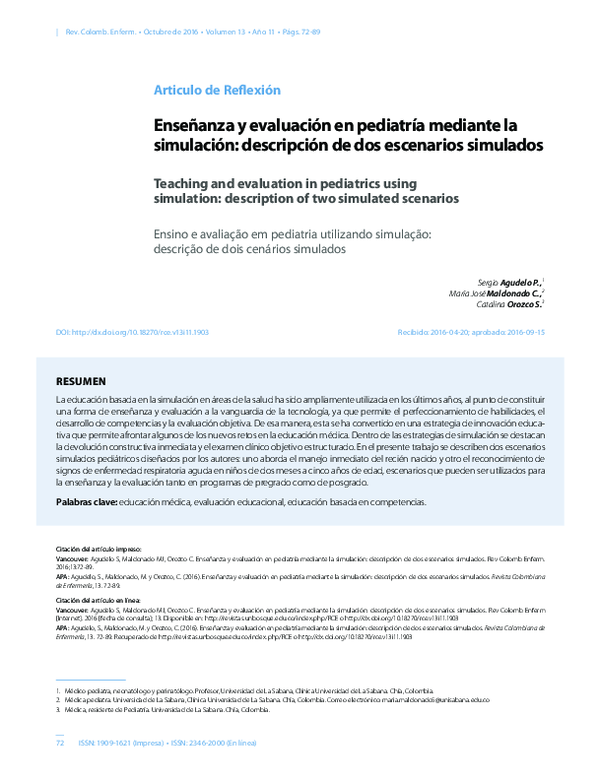 (PDF) Enseñanza y evaluación en pediatría mediante la simulación ...