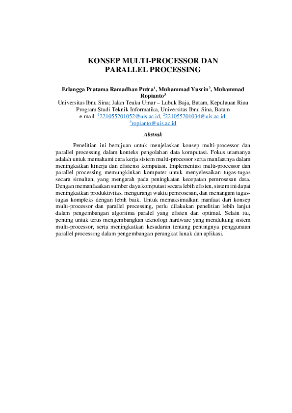 (PDF) KONSEP MULTI-PROCESSOR DAN PARALLEL PROCESSING