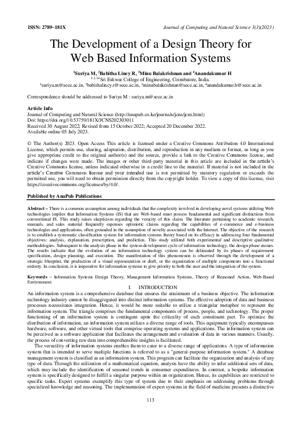 (PDF) The Development of a Design Theory for Web Based Information Systems