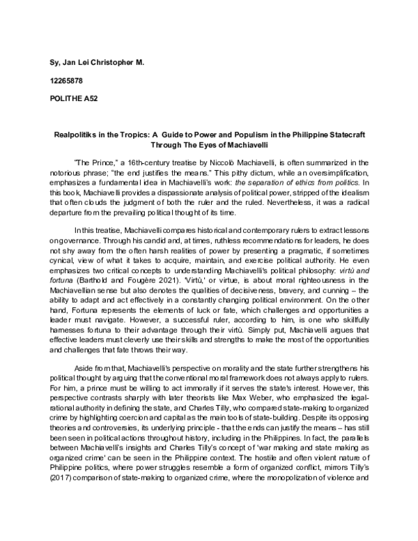 (PDF) POLITHE The Prince Book Analysis