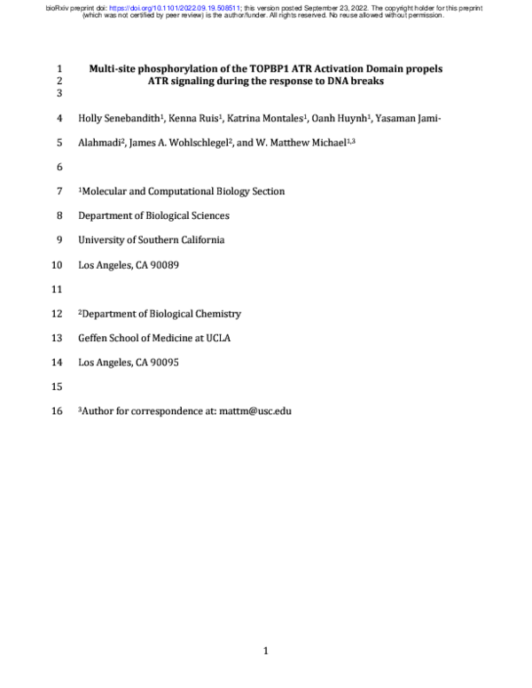 (PDF) Multi-site phosphorylation of the TOPBP1 ATR Activation Domain ...