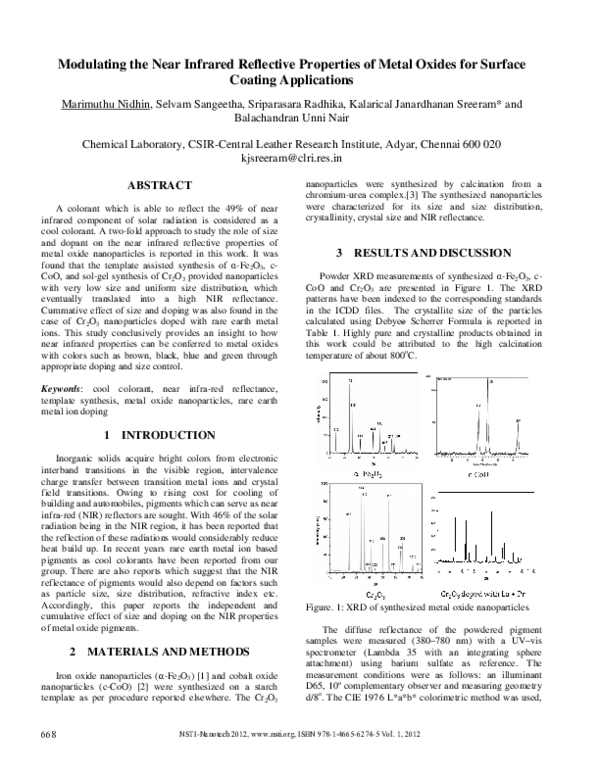 (PDF) Modulating the Near Infrared Reflective Properties of Metal ...