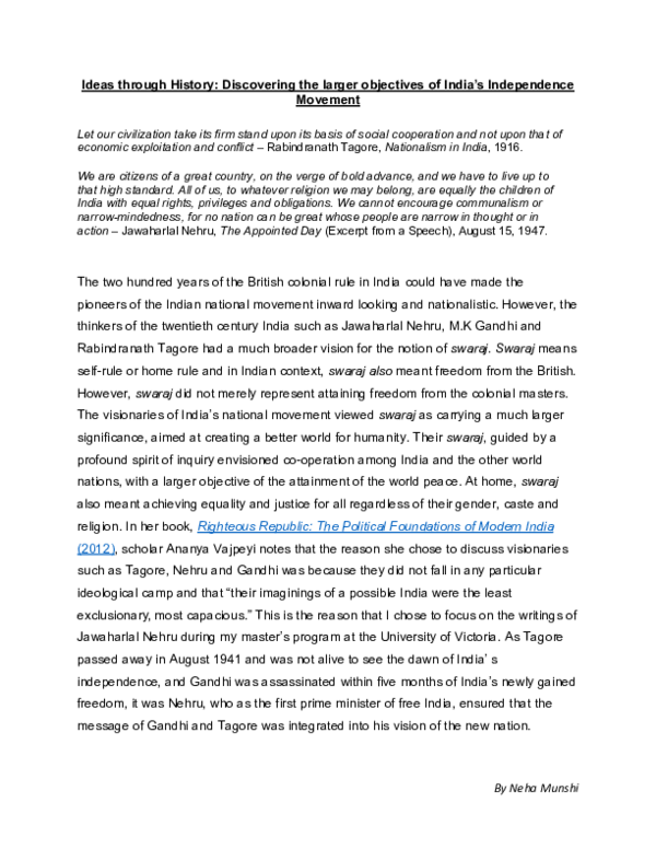 (PDF) Ideas through History: Discovering the larger objectives of India ...
