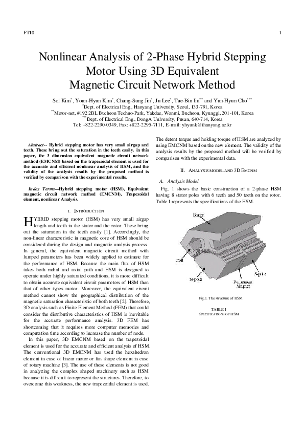 Pdf Nonlinear Analysis Of 2 Phase Hybrid Stepping Motor Using 3d
