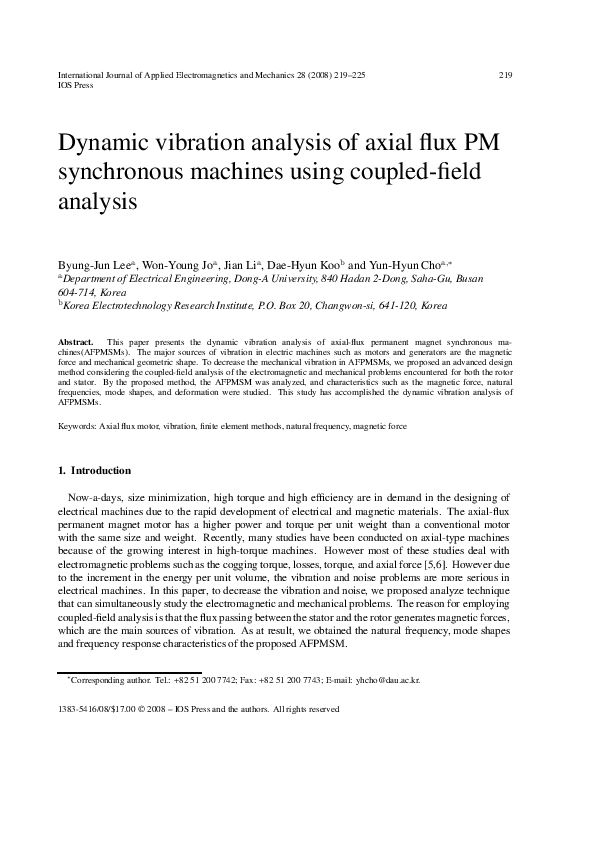 (PDF) Vibration Analysis of Axial-Flux PM Synchronous Machines