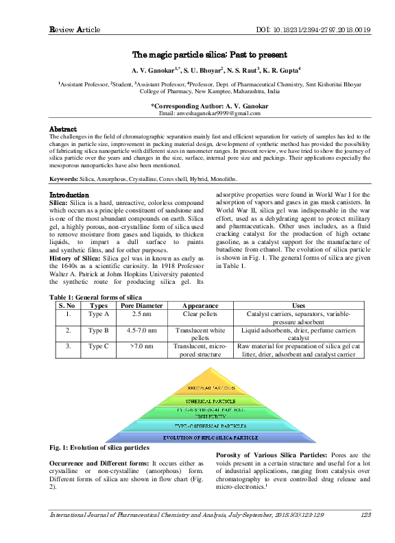 (PDF) The magic particle silica: Past to present