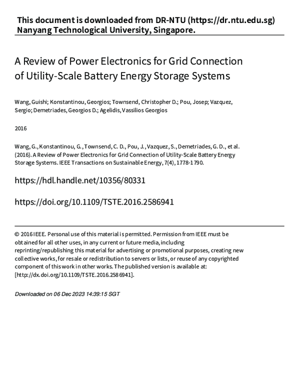 (PDF) A Review of Power Electronics for Grid Connection of Utility ...