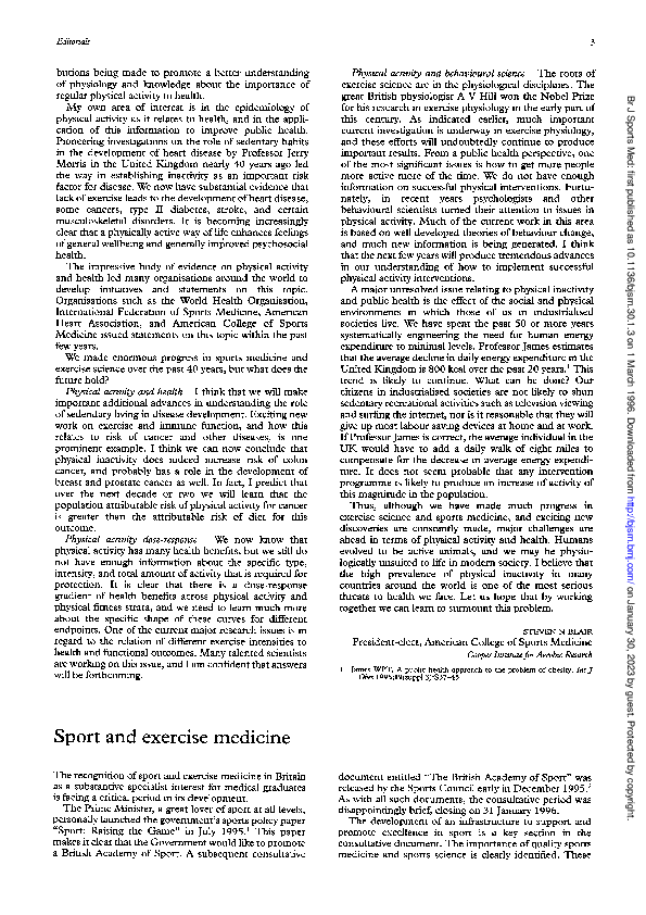 (PDF) Sport and exercise medicine