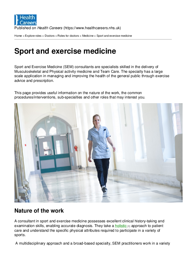 (PDF) Sport and exercise medicine