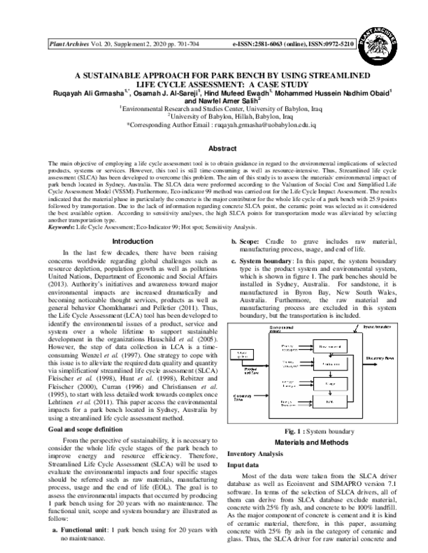 (PDF) A Sustainable Approach for Park Bench by Using Streamlined Life ...