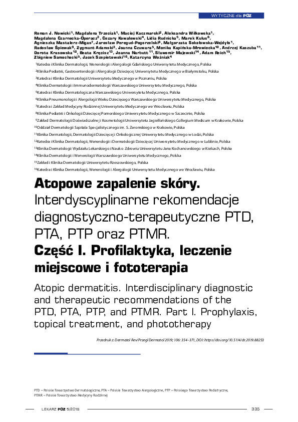 (PDF) Atopic dermatitis. Interdisciplinary diagnostic and therapeutic recommendations of the PTD ...