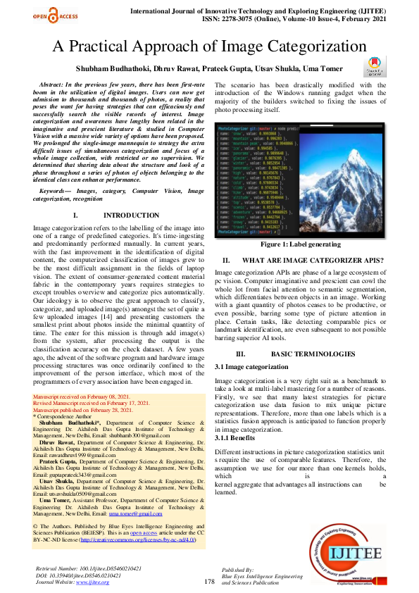 (PDF) A Practical Approach of Image Categorization