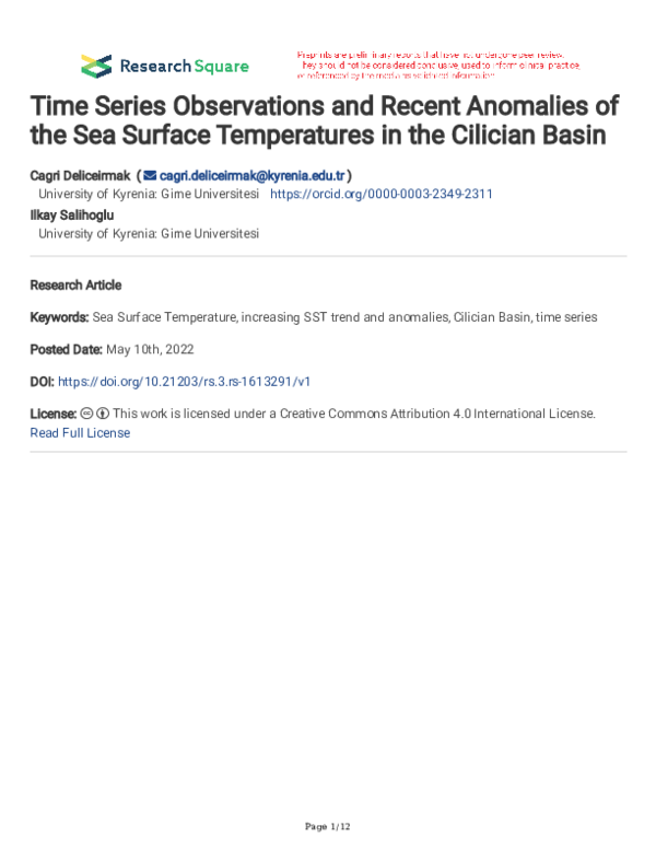 (PDF) Time Series Observations and Recent Anomalies of the Sea Surface ...