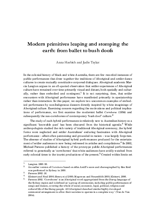 (PDF) Modern Primitives Leaping and Stomping the Earth: From Ballet to Bush Doofs