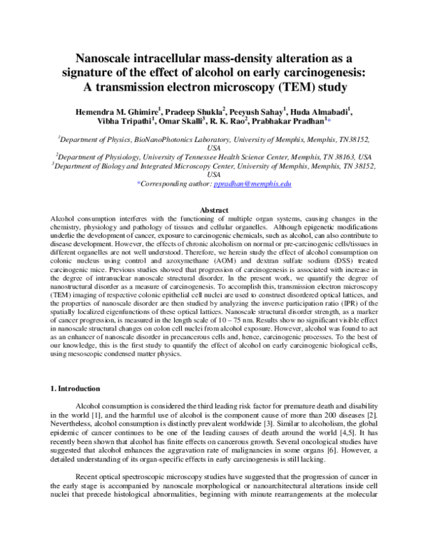 (PDF) Nanoscale intracellular mass-density alteration as a signature of ...