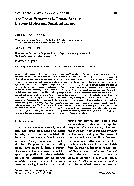 (PDF) The use of variograms in remote sensing. I - Scene models and simulated images. II - Real ...