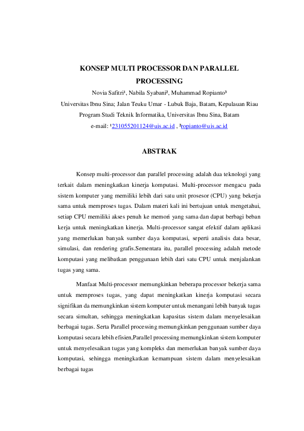 (PDF) KONSEP MULTI-PROCESSOR DAN PARALLEL PROCESSING