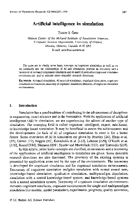 (PDF) Artificial intelligence in simulation