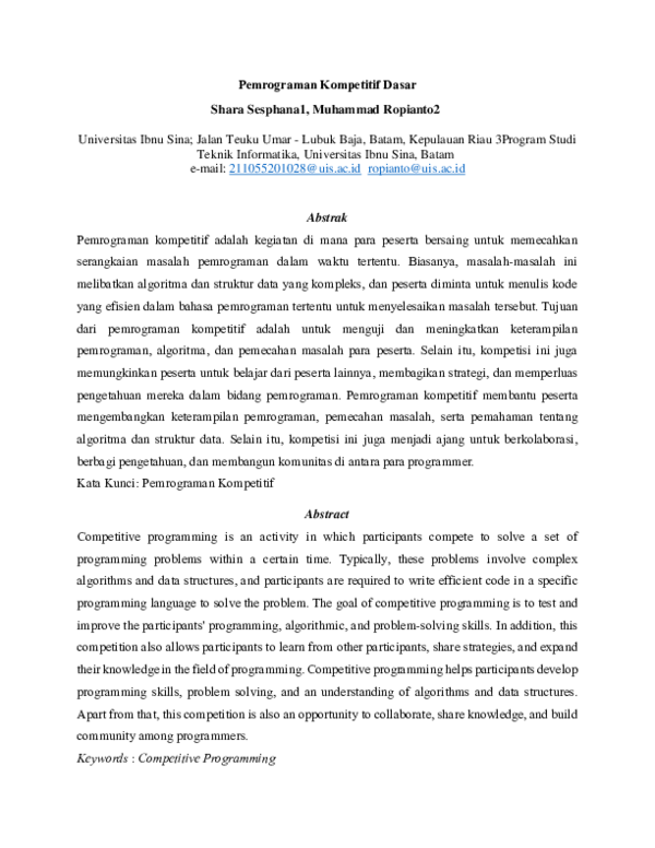 (PDF) Pemrograman Kompetitif Dasar